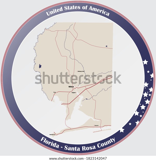 Large Detailed Map Santa Rosa County Stock Vector (Royalty Free ...