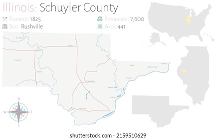 Large Detailed Map Schuyler County Illinois Stock Vector (Royalty Free ...