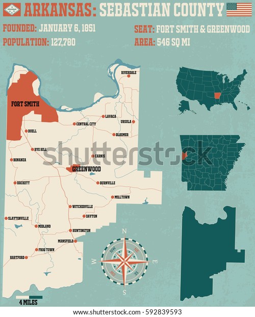 Large Detailed Map Sebastian County Arkansas Stock Vector (Royalty Free ...
