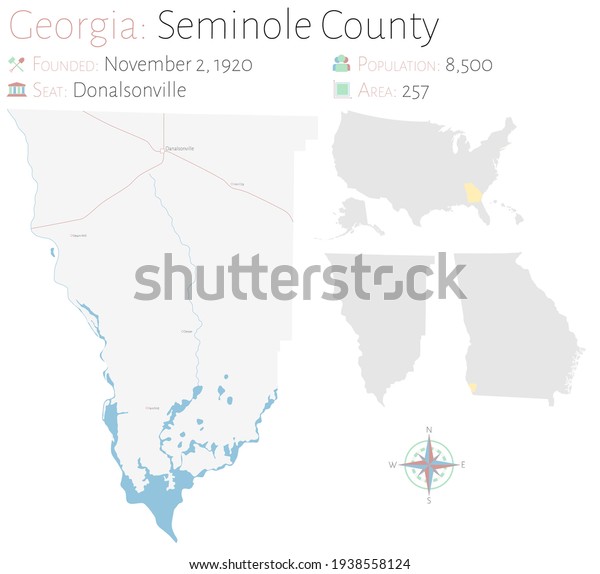 Large Detailed Map Seminole County Georgia Stock Vector (Royalty Free ...