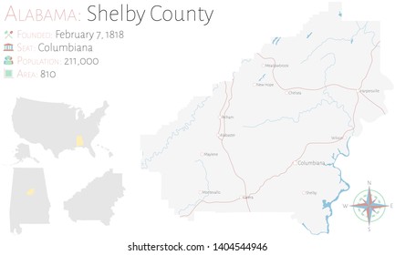 Large Detailed Map Shelby County Alabama Stock Vector (Royalty Free ...