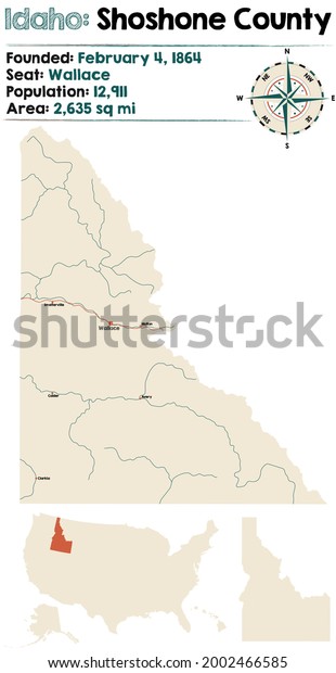 Large Detailed Map Shoshone County Idaho Stock Vector (Royalty Free ...