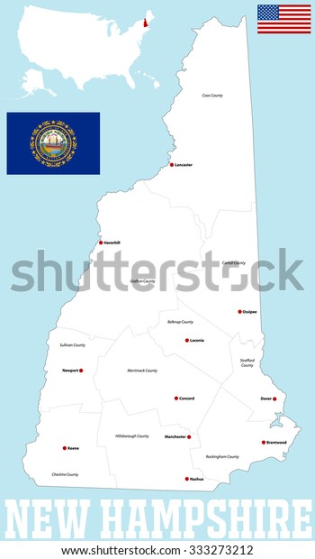 Large Detailed Map State New Hampshire Stock Vector (Royalty Free ...