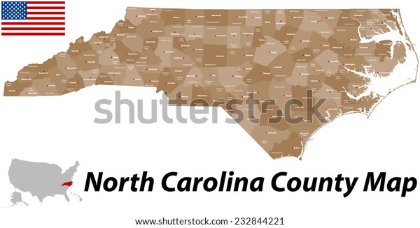 Large Detailed Map State North Carolina Stock Vector (Royalty Free ...