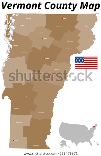 Large Detailed Map State Vermont All Stock Vector (Royalty Free ...