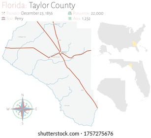 Large Detailed Map Taylor County Florida: vetor stock (livre de ...