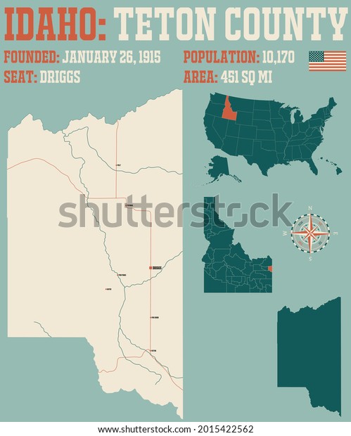 Large Detailed Map Teton County Idaho Stock Vector (Royalty Free ...