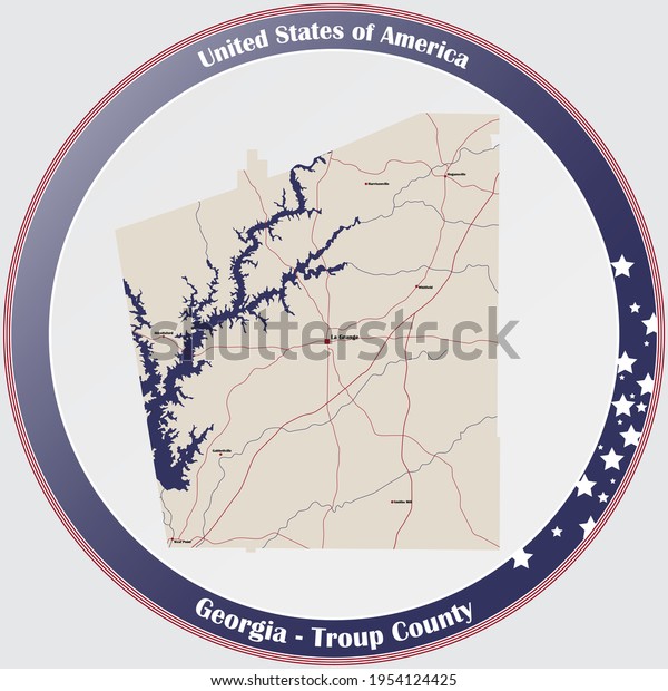 Large Detailed Map Troup County Georgia Stock Vector (Royalty Free ...