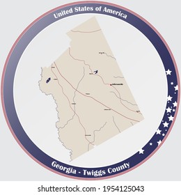Large Detailed Map Twiggs County Georgia: เวกเตอร์สต็อก (ปลอดค่า ...