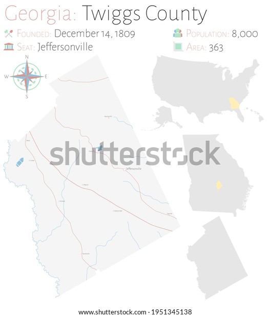 Large Detailed Map Twiggs County Georgia Stock Vector (Royalty Free ...