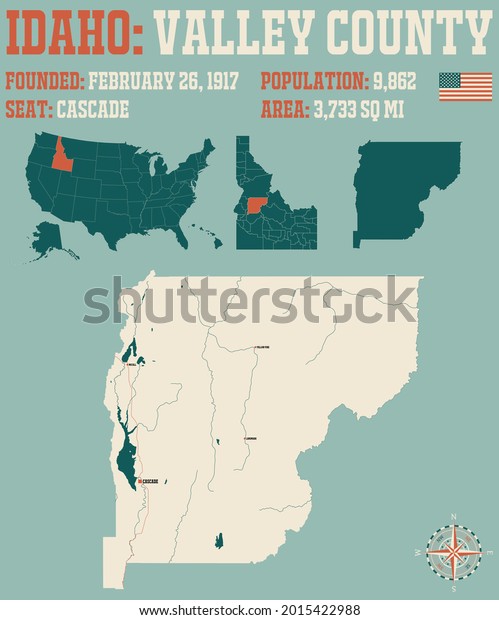 Large Detailed Map Valley County Idaho Stock Vector (Royalty Free ...