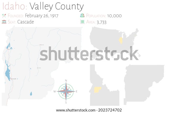 Large Detailed Map Valley County Idaho Stock Vector (Royalty Free ...