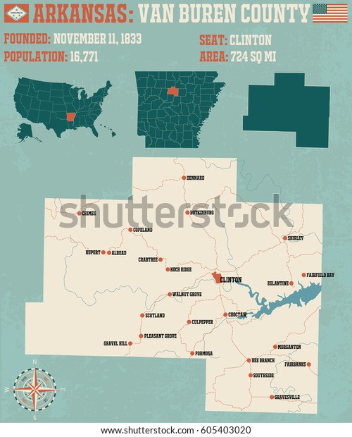 Large Detailed Map Van Buren County: เวกเตอร์สต็อก (ปลอดค่าลิขสิทธิ์ ...