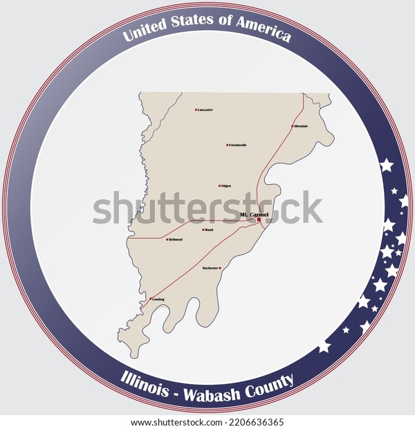 Large Detailed Map Wabash County Illinois: เวกเตอร์สต็อก (ปลอดค่า ...