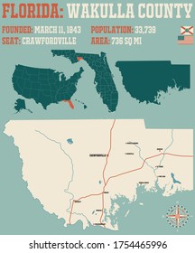 Large Detailed Map Wakulla County Florida Stock Vector (Royalty Free ...