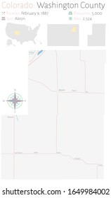 Large Detailed Map Washington County Colorado Stock Vector (Royalty ...