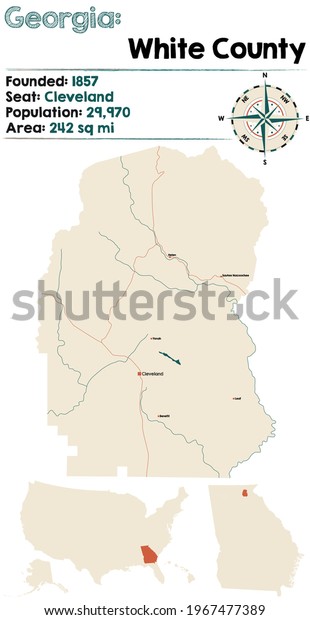 Large Detailed Map White County Georgia Stock Vector (Royalty Free ...