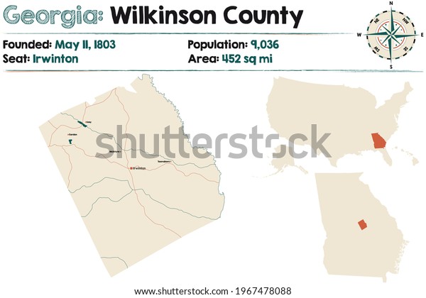 Large Detailed Map Wilkinson County Georgia Stock Vector (Royalty Free ...