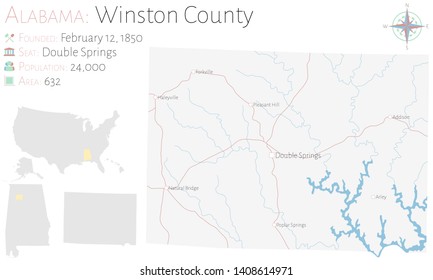 Large Detailed Map Winston County Alabama Stock Vector (Royalty Free ...