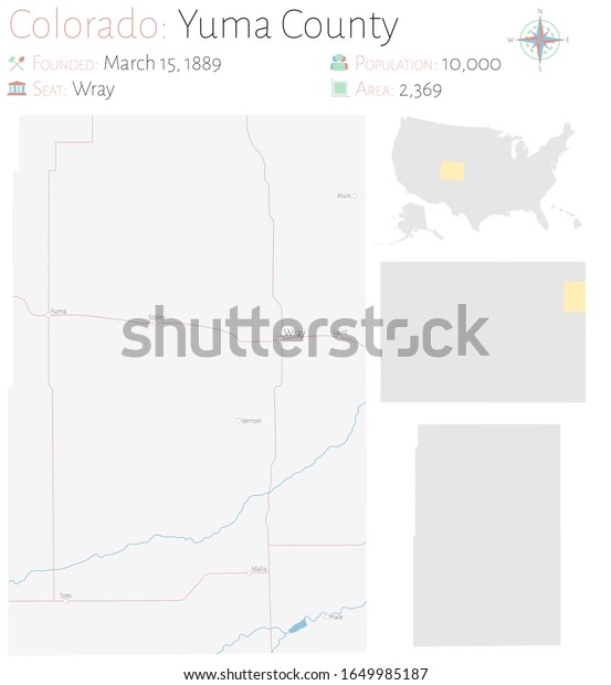 Large Detailed Map Yuma County Colorado Stock Vector (Royalty Free ...