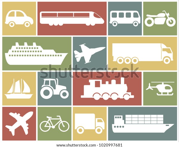Large Detailed Set Different Vehicle Icons Stock Vector (Royalty Free ...