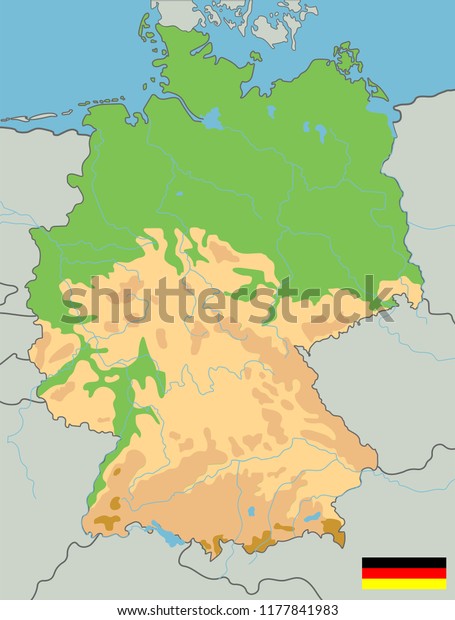 Large Detailed Topographic Map Germany Contours : image vectorielle de ...