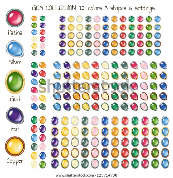 Large Gems Icons Collection Various Shapes Stock Vector (Royalty Free ...