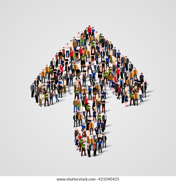 Large Group People Form Arrow Vector Stock Vector (Royalty Free) 421040425