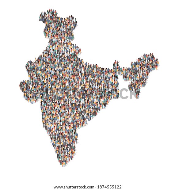 Large Group People Forming India Map: เวกเตอร์สต็อก (ปลอดค่าลิขสิทธิ์ ...