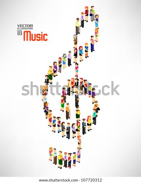 Large Group People Forming Into Music Stock Vector (Royalty Free) 107720312 Large Group People Forming Into Music Stock Vector (Royalty Free) 107720312