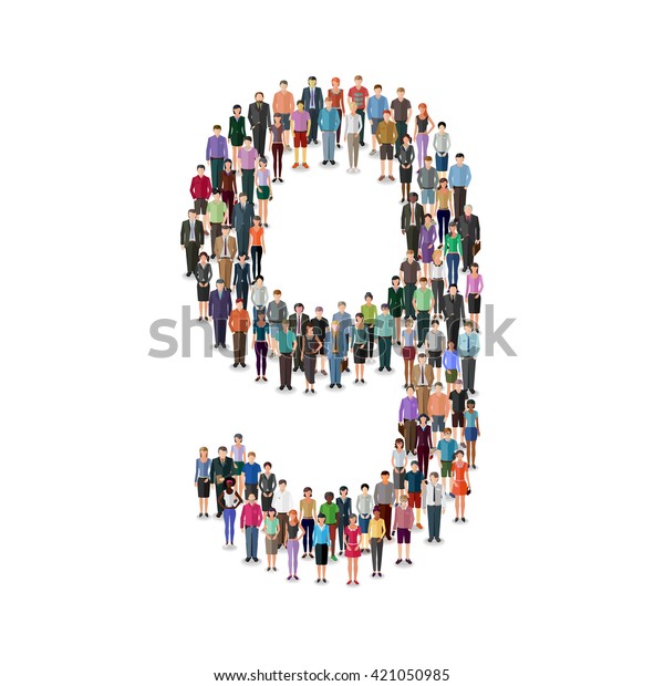 Large Group People Forming Number On Stock Vector (Royalty Free ...