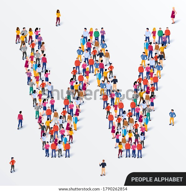 Large Group People Letter W Form Stock Vector (Royalty Free) 1790262854 ...