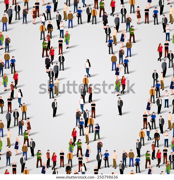 Large Group People Letter W Form Stock Vector (Royalty Free) 250798636