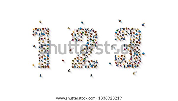 Large Group People Number 1 2 Stock Vector (Royalty Free) 1338923219 ...