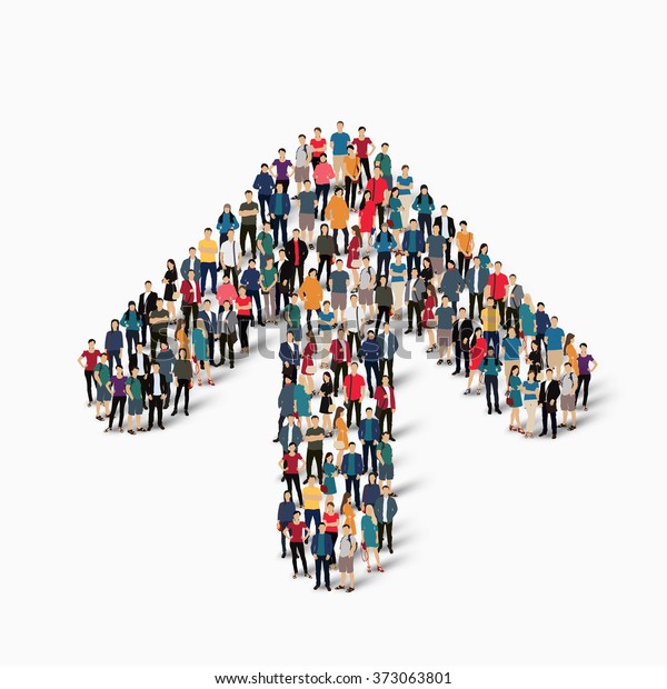 Large Group People Shape Arrow Direction Stock Vector (Royalty Free ...