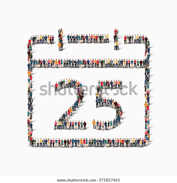 Large Group People Shape Calendar Date Stock Vector (Royalty Free ...