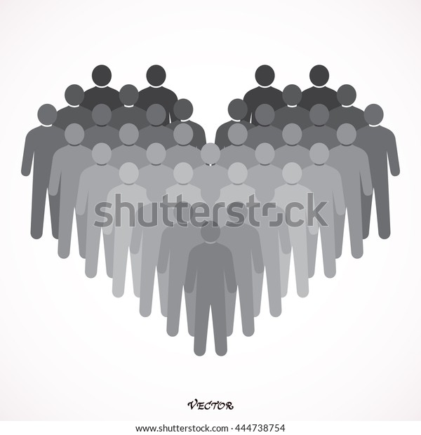 Large Group People Shape Heart Sign Stock Vector (Royalty Free ...