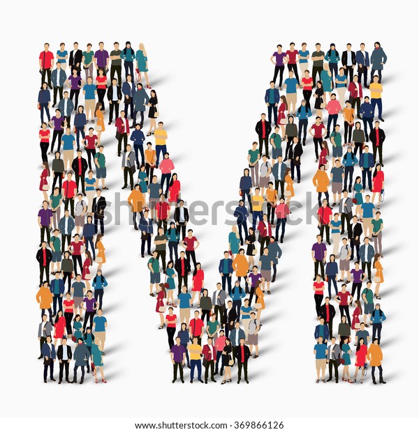 Large Group People Shape Letter M 库存矢量图（免版税）369866126 | Shutterstock