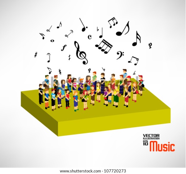 Large Group People Singing Together Vector Stock Vector (Royalty Free ...