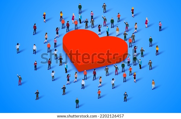 Large Group People Standing Around Like Stock Vector (Royalty Free ...