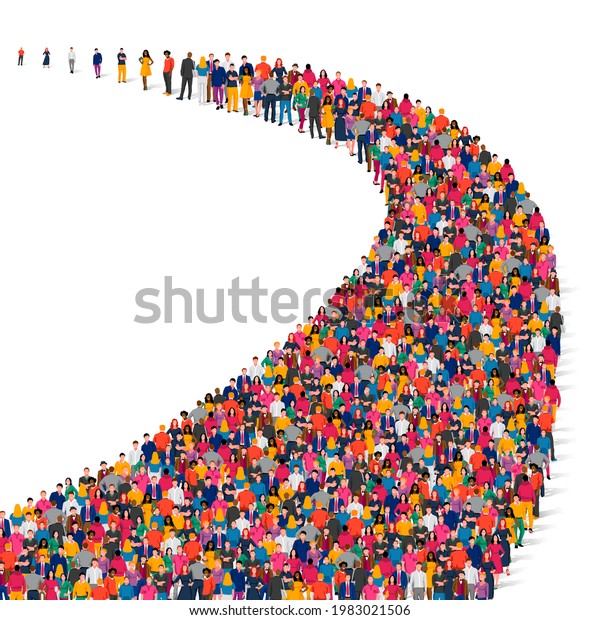 Large Group People Standing Long Line Stock Vector (Royalty Free ...