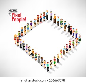 Large Group Pixel People Forming Into Stock Vector (Royalty Free ...