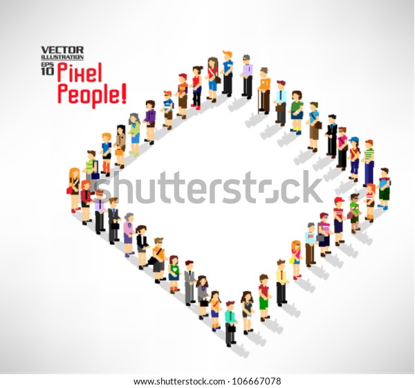 Large Group Pixel People Forming Into Stock Vector (Royalty Free ...