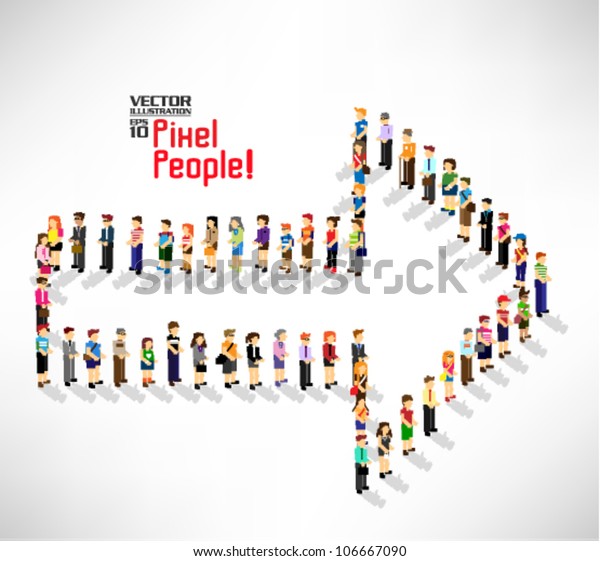 Large Group Pixel People Forming Into Stock Vector (Royalty Free) 106667090