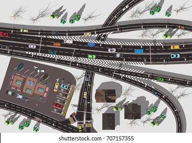 Large Highspeed Interchange Highway Store Crossroads: vector de stock ...