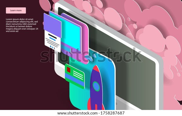 Large Icons Computer Rocket Bank Card Stock Vector (Royalty Free ...