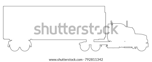 Large Lorry Black Outline On White Stock Vector (Royalty Free ...