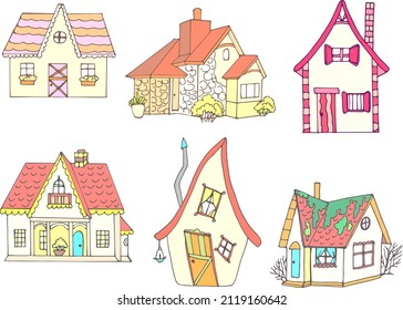 Large Set Cartoon House Print Vector Stock Vector (Royalty Free) 2119160642