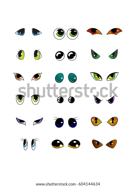 Vektor Stok Large Set Different Cartoon Eyes Different (Tanpa Royalti ...