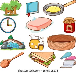 Large Set Different Food Other Items Stock Vector (Royalty Free ...